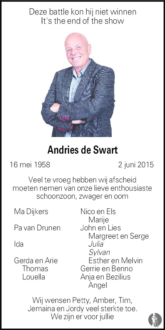 Andries de Swart 02-06-2015 overlijdensbericht en condoleances ...