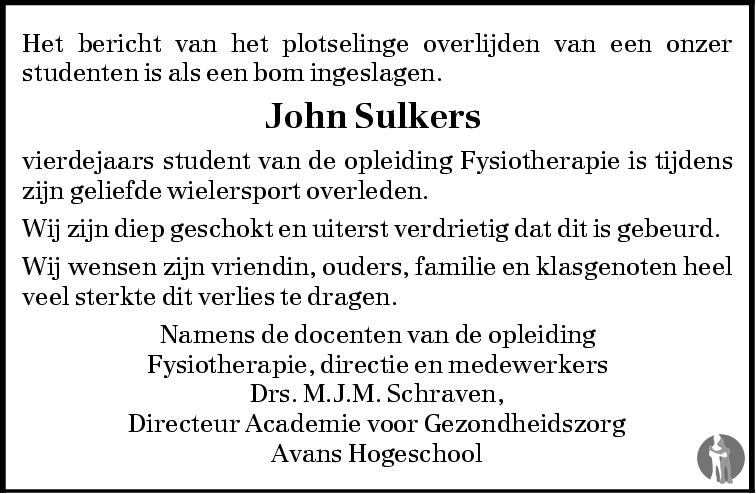 John Marinus Sulkers 04-02-2006 overlijdensbericht en condoleances ...