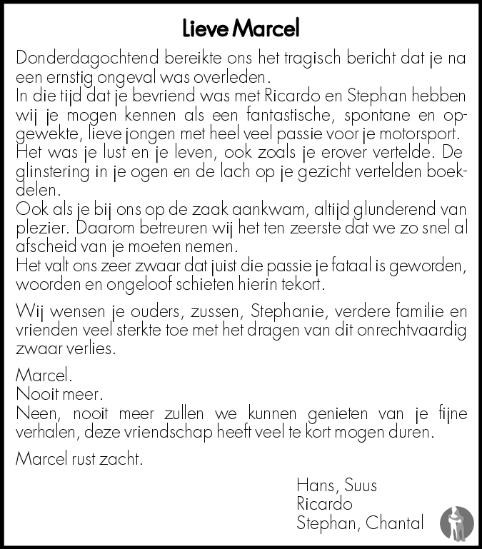 Marcel Francke 02-08-2007 overlijdensbericht en condoleances ...