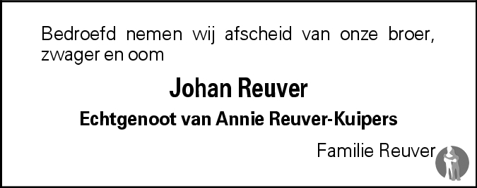 Johan Reuver 09-02-2008 overlijdensbericht en condoleances - Mensenlinq.nl