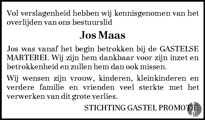 Jos Maas 22-07-2008 overlijdensbericht en condoleances - Mensenlinq.nl