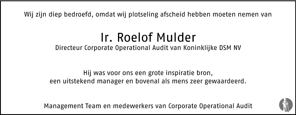 Roelof Taco Mulder 14-11-2008 overlijdensbericht en condoleances ...