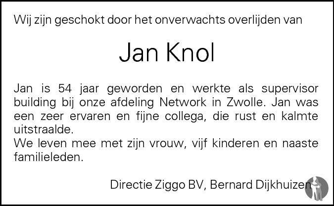 Jan Knol 23-11-2008 overlijdensbericht en condoleances - Mensenlinq.nl