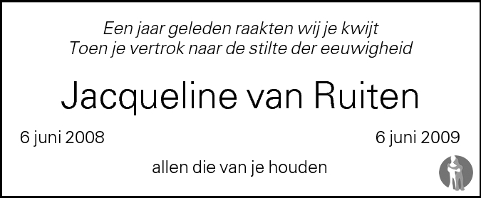 Jacqueline van Ruiten 08-06-2008 overlijdensbericht en condoleances ...