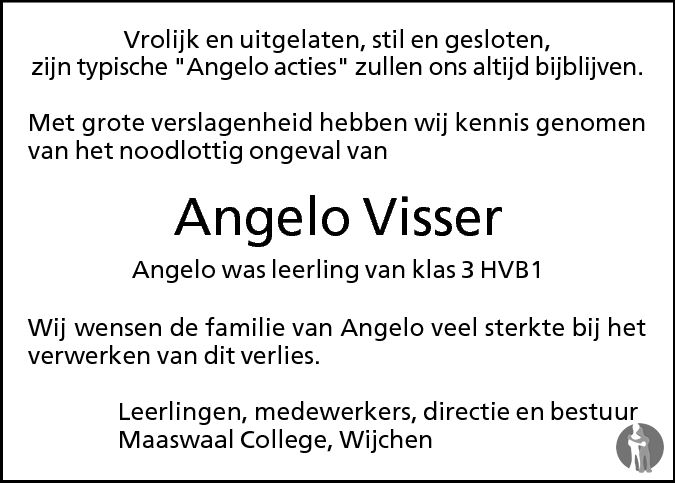 Angelo Visser 09-07-2009 overlijdensbericht en condoleances - Mensenlinq.nl