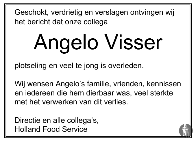 Angelo Visser 09-07-2009 overlijdensbericht en condoleances - Mensenlinq.nl