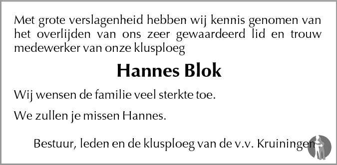 Johan Blok 31-07-2009 overlijdensbericht en condoleances - Mensenlinq.nl