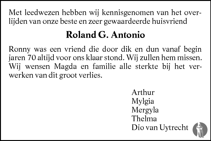 Ronny Antonio 13-08-2009 overlijdensbericht en condoleances - Mensenlinq.nl