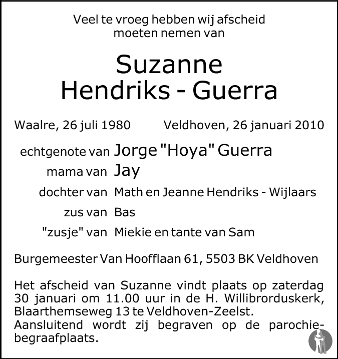 Suzanne Hendriks - Guerra 26-01-2010 overlijdensbericht en condoleances ...