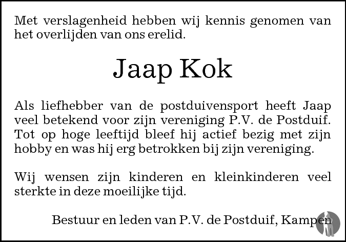 Jacobus Johannes (Jaap) Kok 28-01-2010 overlijdensbericht en ...