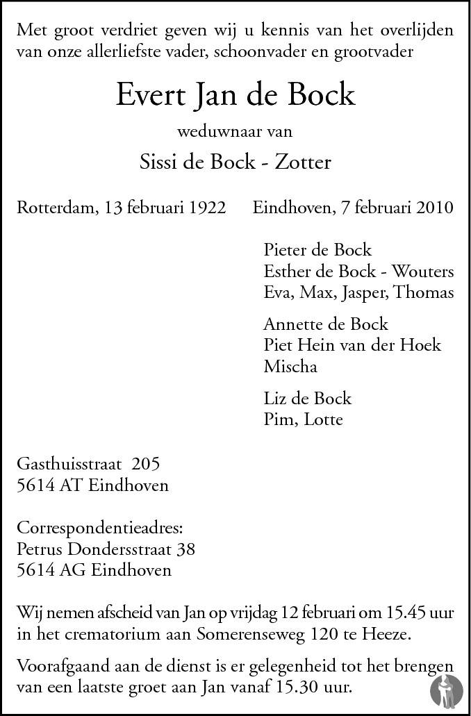 Evert Jan de Bock 07-02-2010 overlijdensbericht en condoleances ...