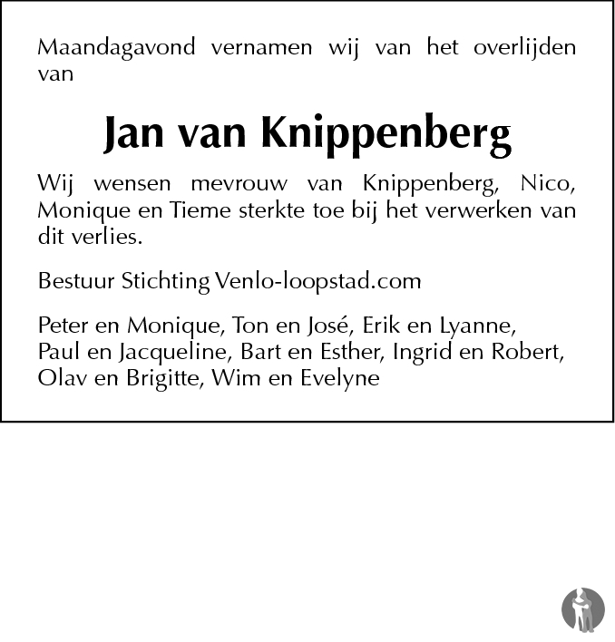 Jan van Knippenberg 15-03-2010 overlijdensbericht en condoleances ...