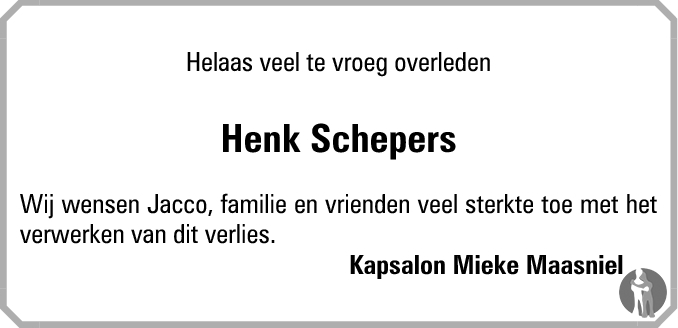 Henk Schepers 10-04-2010 overlijdensbericht en condoleances - Mensenlinq.nl