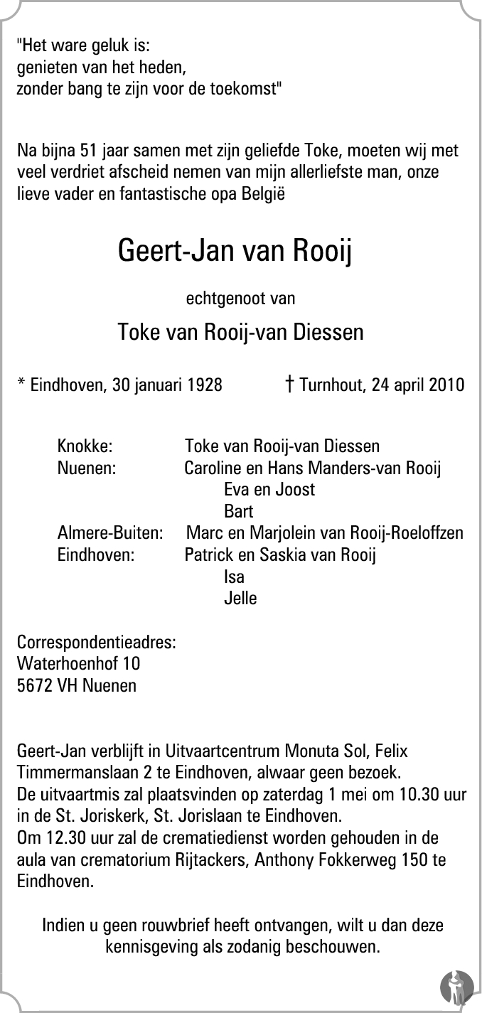 Geert-Jan van Rooij 24-04-2010 overlijdensbericht en condoleances ...
