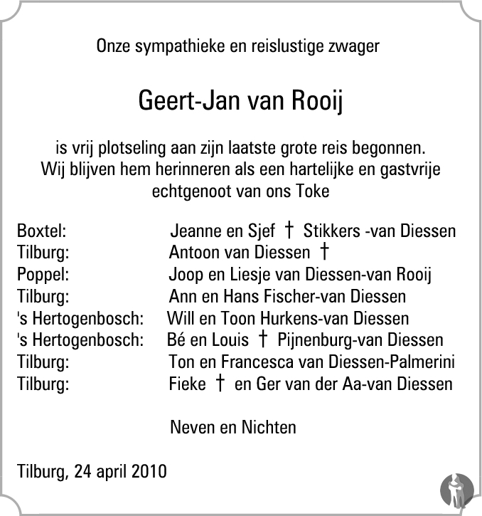 Geert-Jan van Rooij 24-04-2010 overlijdensbericht en condoleances ...