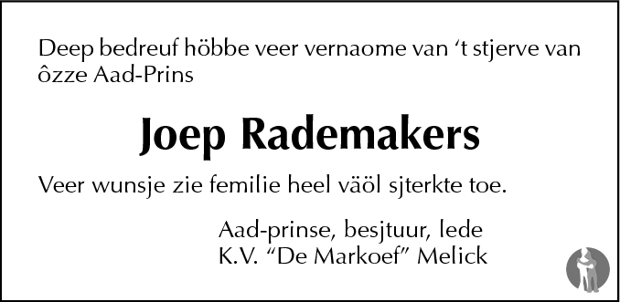 Joep Rademakers 15-05-2010 overlijdensbericht en condoleances ...