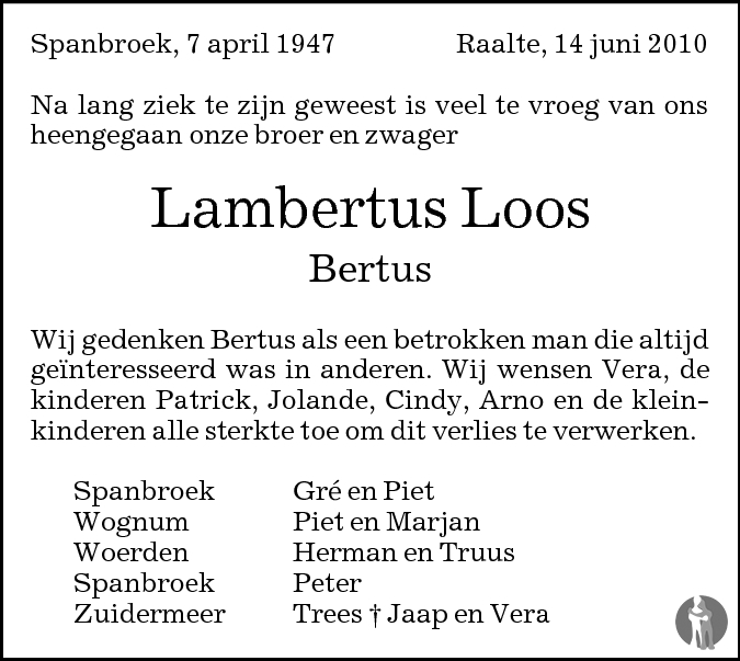 Lambertus Antonius Theodorus (Bertus) Loos 14-06-2010 ...