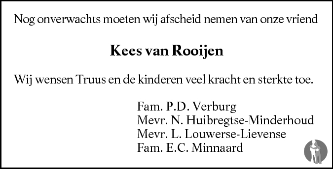 Kornelis (Kees) van Rooijen 07-08-2010 overlijdensbericht en ...