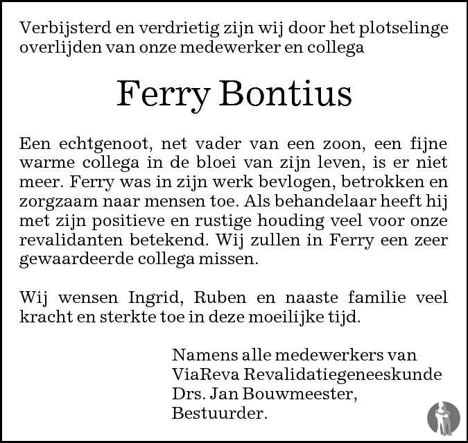 Ferry Bontius 04-09-2010 overlijdensbericht en condoleances - Mensenlinq.nl