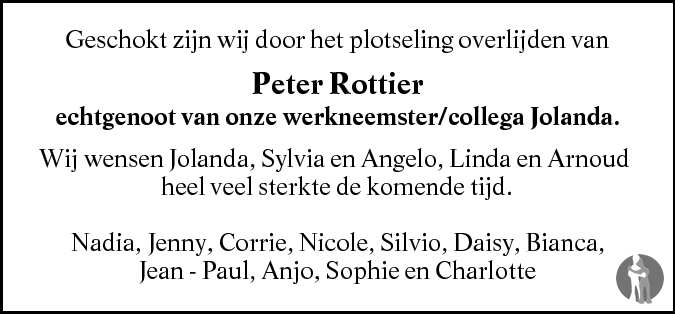 Peter Rottier 11-09-2010 overlijdensbericht en condoleances - Mensenlinq.nl
