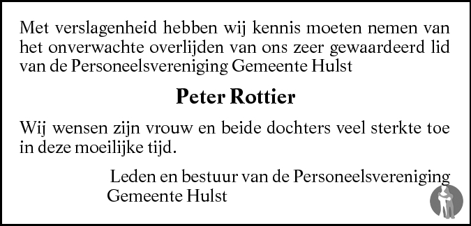 Peter Rottier 11-09-2010 overlijdensbericht en condoleances - Mensenlinq.nl