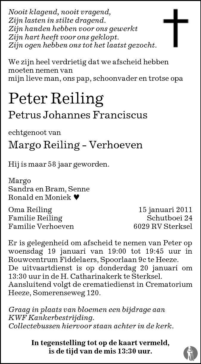 Petrus Johannes Franciscus (Peter) Reiling 15-01-2011 ...