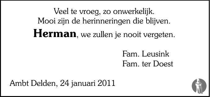Herman Leusink 24-01-2011 overlijdensbericht en condoleances ...
