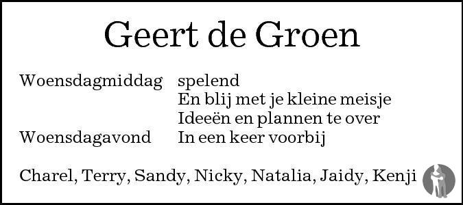 Geert de Groen 18-03-2011 overlijdensbericht en condoleances ...