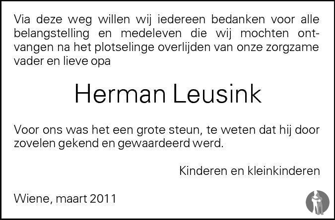 Herman Leusink 24-01-2011 overlijdensbericht en condoleances ...