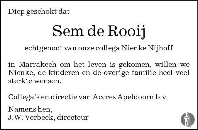 Sem Ruben de Rooij 28-04-2011 overlijdensbericht en condoleances ...