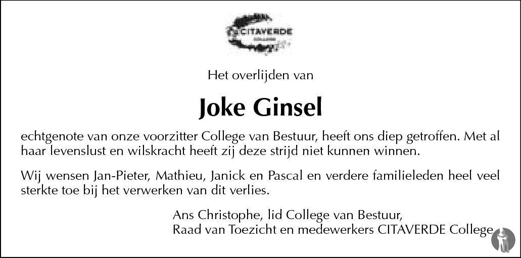 Joke Janssen - Ginsel 13-06-2011 overlijdensbericht en condoleances ...
