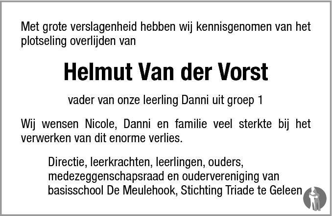 Helmut Van der Vorst 06-09-2011 overlijdensbericht en condoleances ...