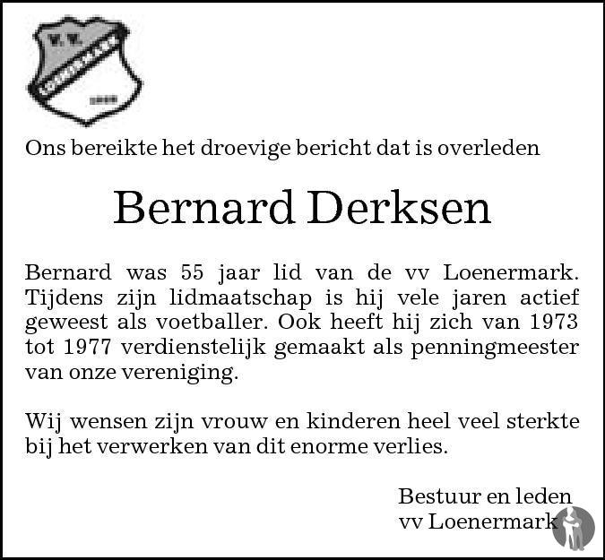 Bernardus Josephus (Ben) Derksen 23-02-2012 overlijdensbericht en ...