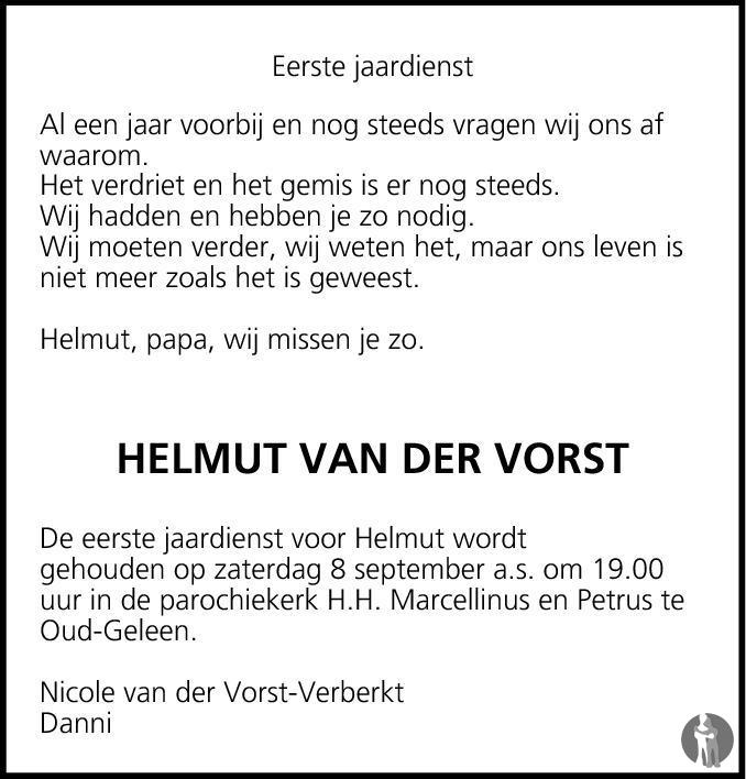 Helmut Van der Vorst 06-09-2011 overlijdensbericht en condoleances ...