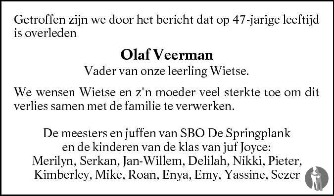 Olaf Veerman 12-09-2012 overlijdensbericht en condoleances - Mensenlinq.nl