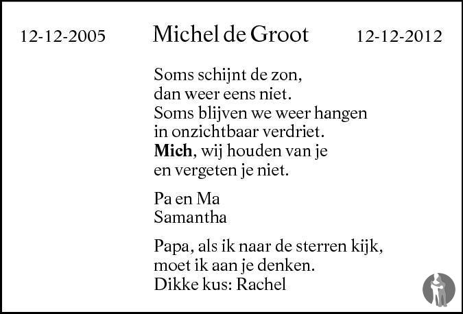 Michel de Groot 12-12-2005 overlijdensbericht en condoleances ...