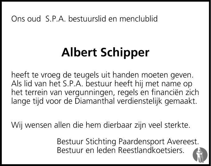 Albert (Skip) Schipper 19-12-2012 overlijdensbericht en condoleances ...