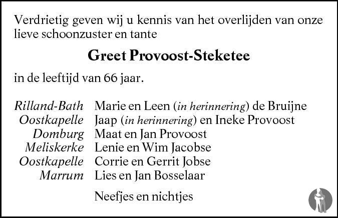Greet Provoost - Steketee 24-02-2013 overlijdensbericht en condoleances ...