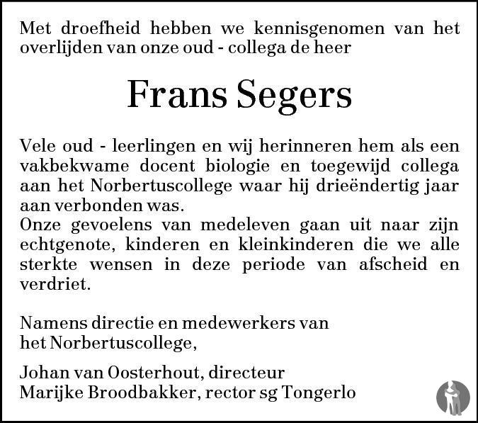 Franciscus Leonardus Antonius (Frans) Segers 22-03-2013 ...