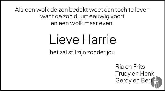 Hermanus Antonius (Harrie) ten Buren 19-05-2013 overlijdensbericht en ...