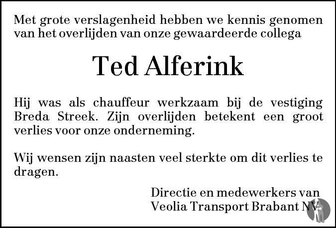 Ted Alferink 21-06-2013 overlijdensbericht en condoleances - Mensenlinq.nl