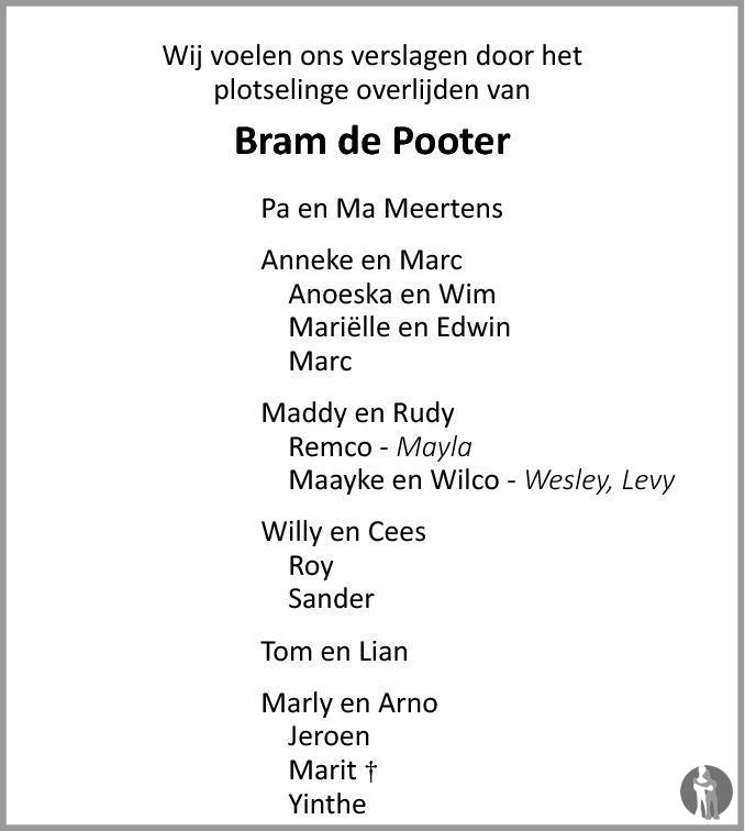 Abraham Jan de Pooter 19-08-2013 overlijdensbericht en condoleances ...