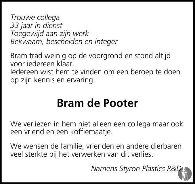 Abraham Jan de Pooter 19-08-2013 overlijdensbericht en condoleances ...