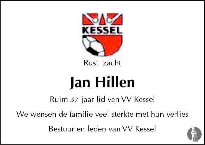 Jan Hillen 23-10-2013 overlijdensbericht en condoleances - Mensenlinq.nl