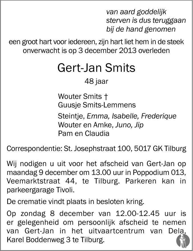 Gert-Jan Smits 03-12-2013 overlijdensbericht en condoleances ...