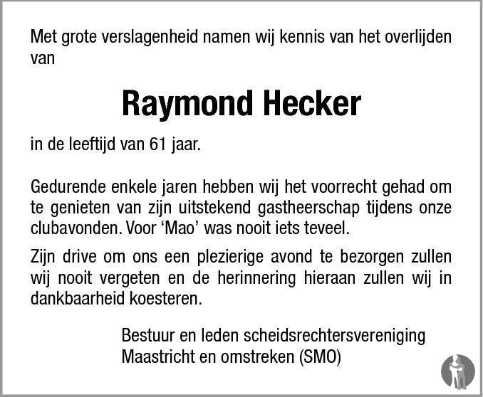 Raymond (Mau) Hecker 20-02-2014 overlijdensbericht en condoleances ...