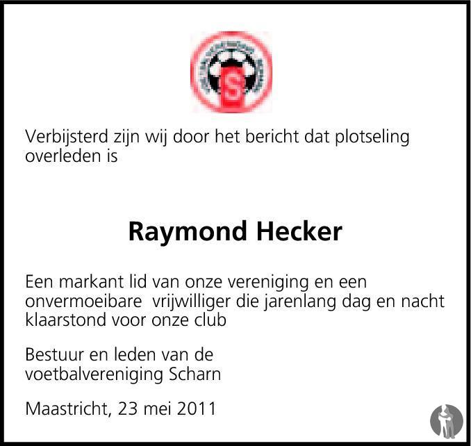 Raymond (Mau) Hecker 20-02-2014 overlijdensbericht en condoleances ...