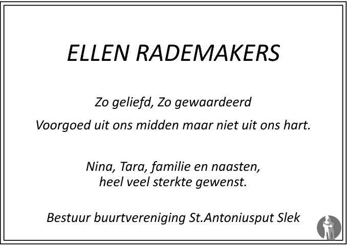 Ellen Rademakers 07-04-2014 overlijdensbericht en condoleances ...