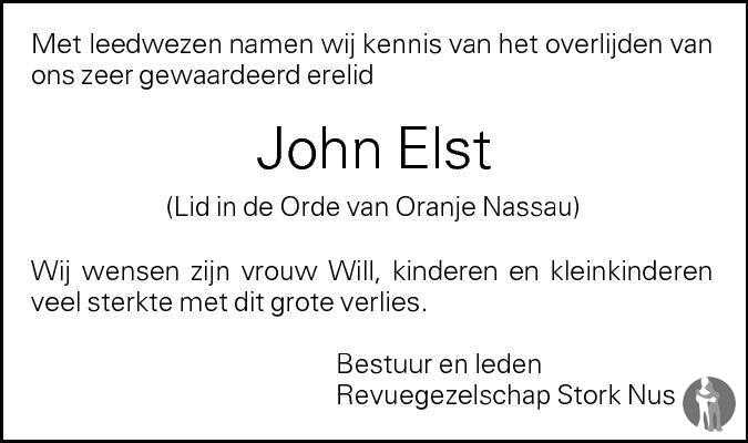 Johan Antoon (John) Elst 28-07-2014 overlijdensbericht en condoleances ...