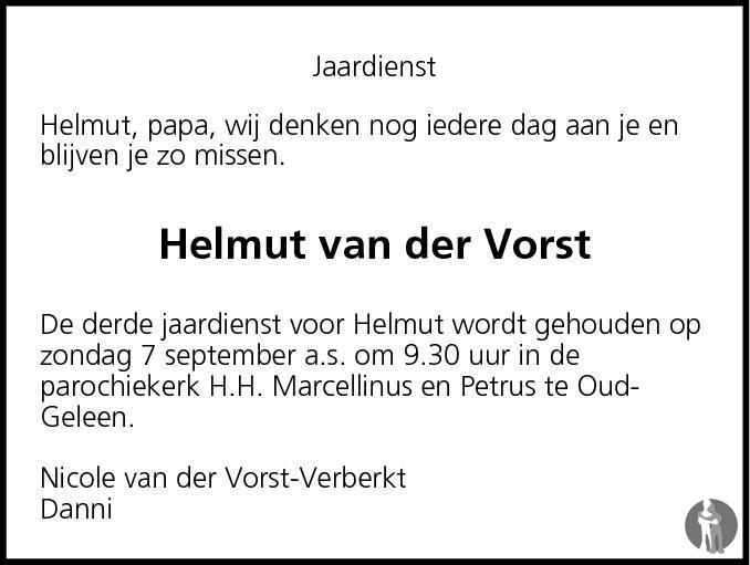 Helmut Van der Vorst 06-09-2011 overlijdensbericht en condoleances ...